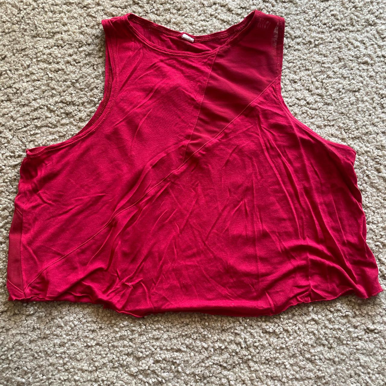 Alo red crop top viacose with mesh detail cuts.... | Depop