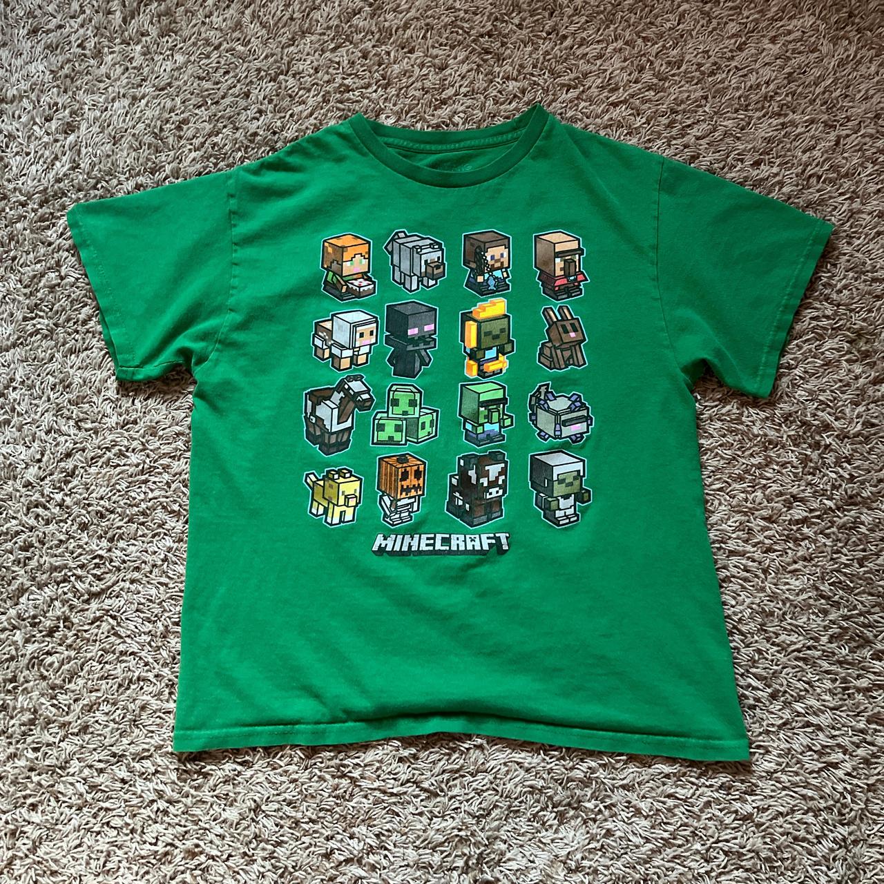 youth XL green Minecraft tee fits like an adult M - Depop