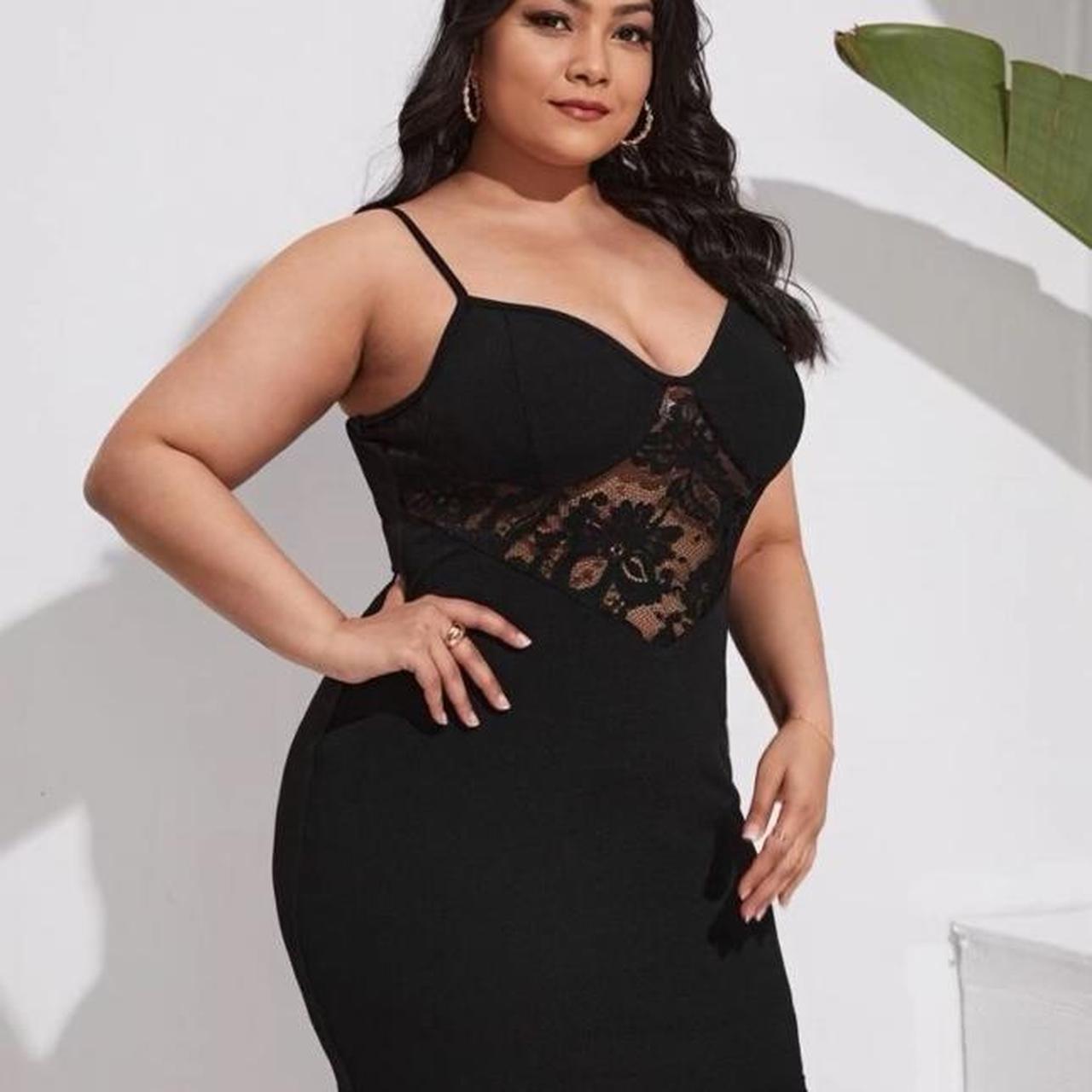 XXL Shein Curve black dress with adjustable straps... - Depop