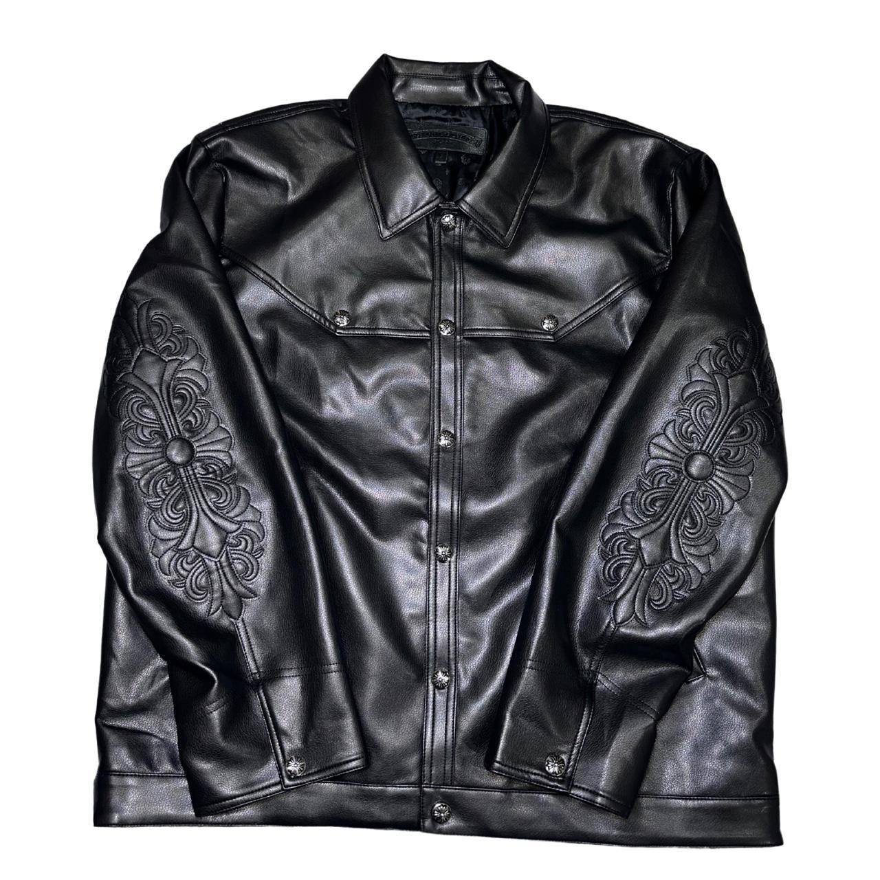 Chrome Hearts Leather oversized Jacket | Chrome... - Depop