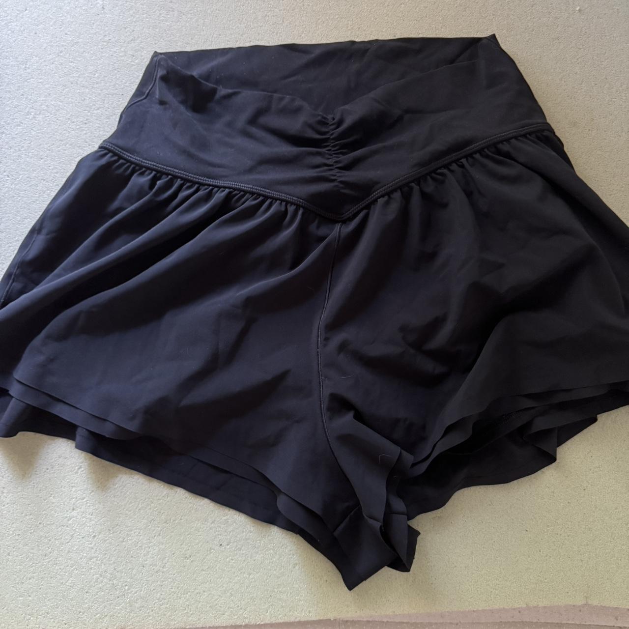 Black athletic shorts with built-in spandex... - Depop