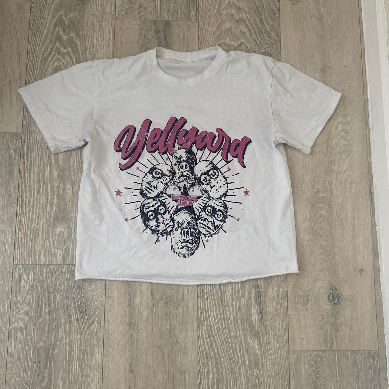 White and pink yellyard shirt - Depop