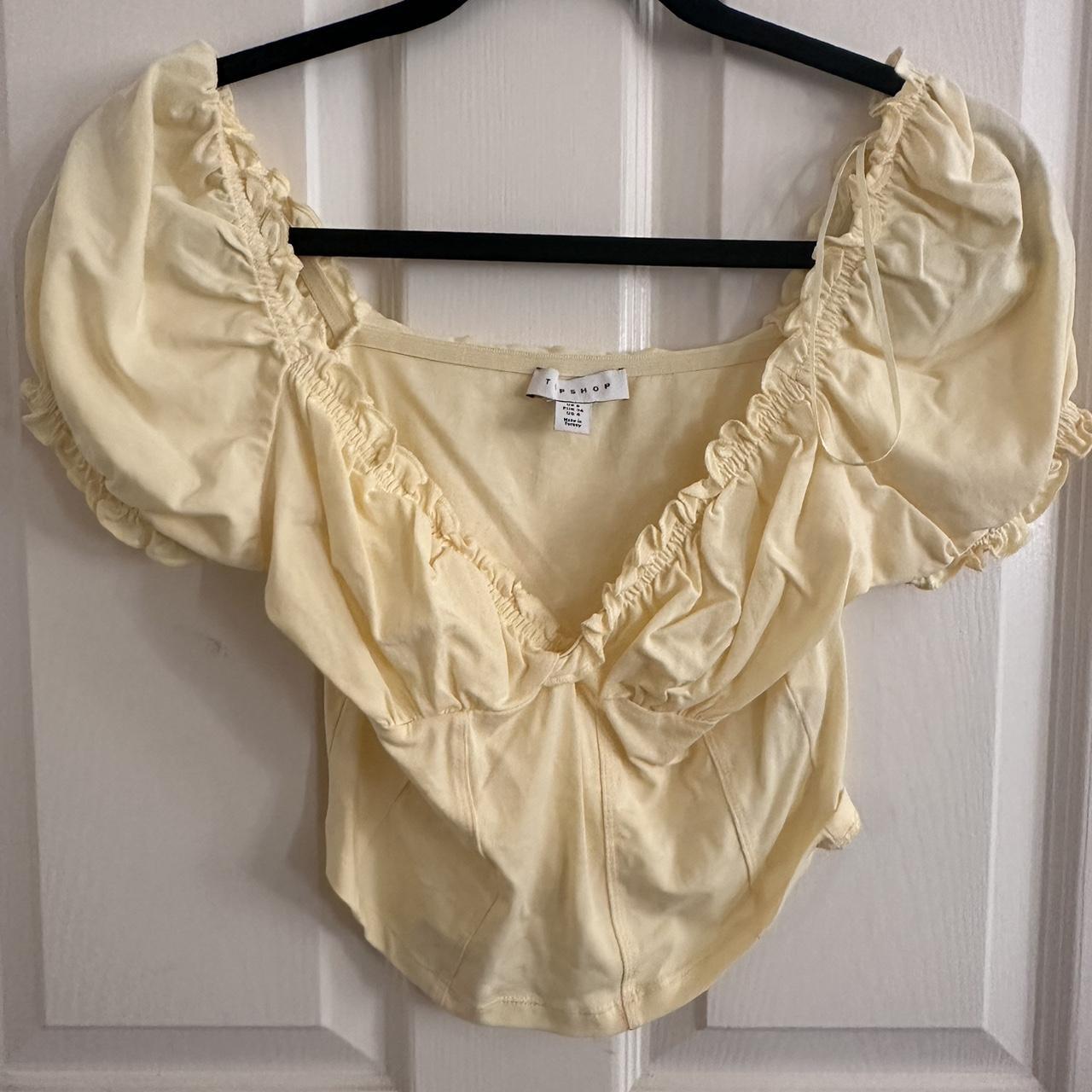 Top shop yellow spring cropped top never worn size... - Depop