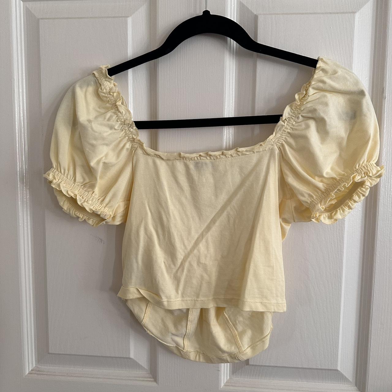 Top shop yellow spring cropped top never worn size... - Depop