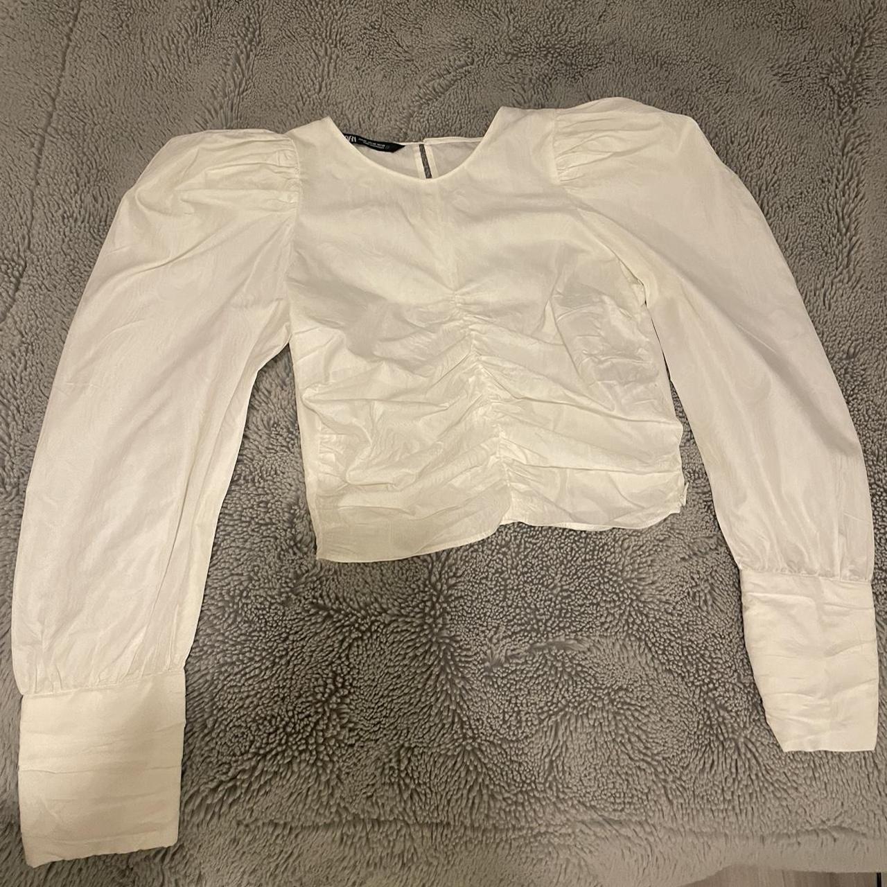 Zara milk maid style sleeved cream cropped... - Depop