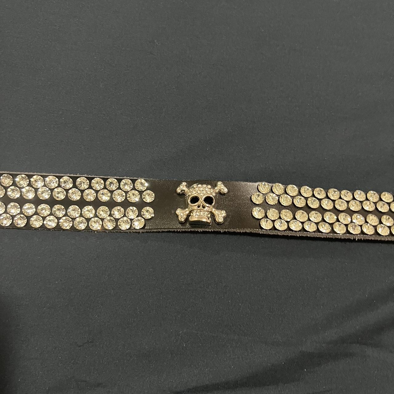Y2K SKULL DESIGN RHINESTONE BELT (NOT BB SIMON, USED... - Depop
