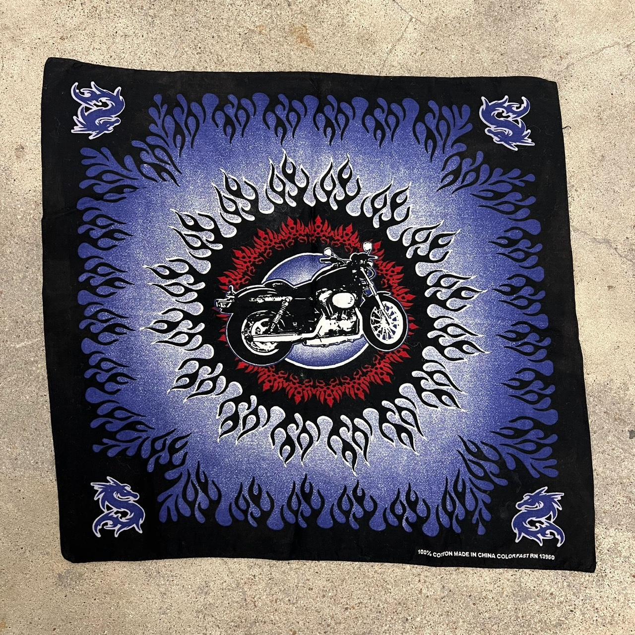 Motorcycle bandana early 2000s and in good... - Depop
