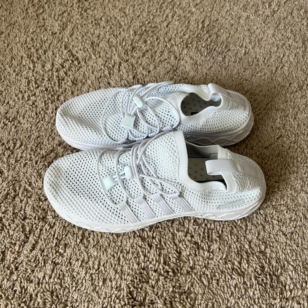 White water shoes with elastic laces, worn... | Depop