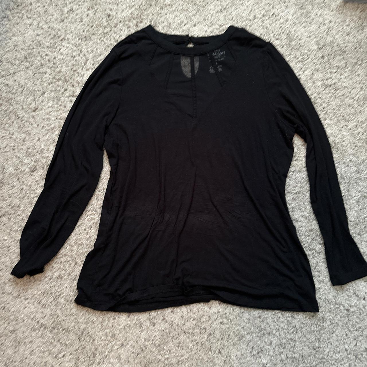 Black long sleeve blouse mesh vneck Torrid. Slight... - Depop