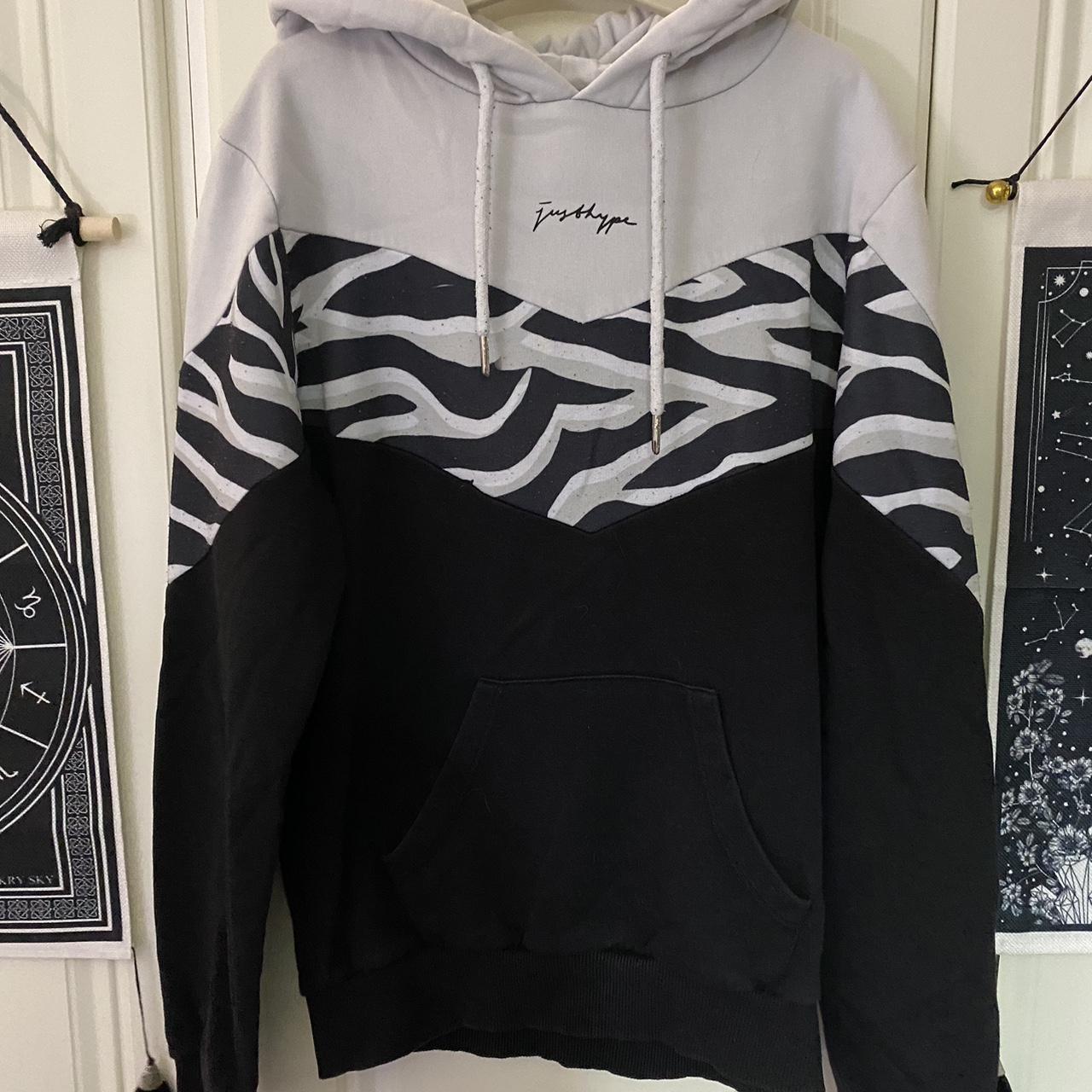 Hype monochrome patterned hoodie. Women’s size... - Depop