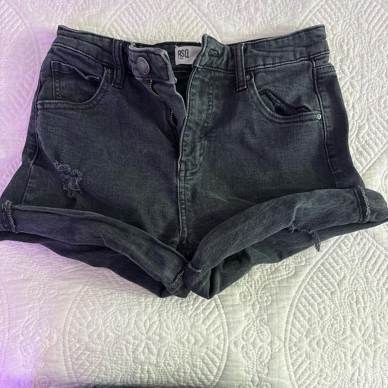 black jean shorts target brand size 25 “super high... - Depop