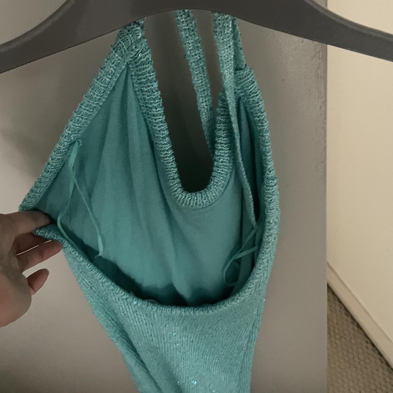 Glassons turquiose sparkle knit sequin dress size S - Depop