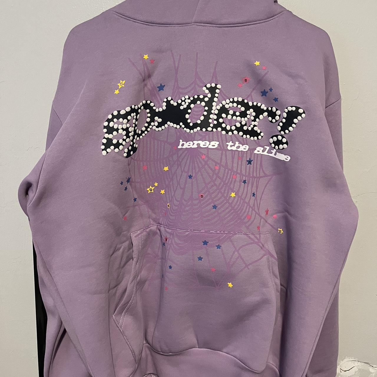 Sp5der Hoodie Light Purple Acai Hoodie Condition -... - Depop