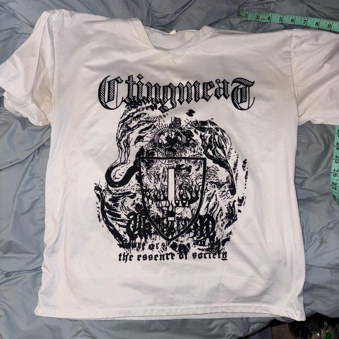 white and black goth graphic T-shirt Worn with... | Depop