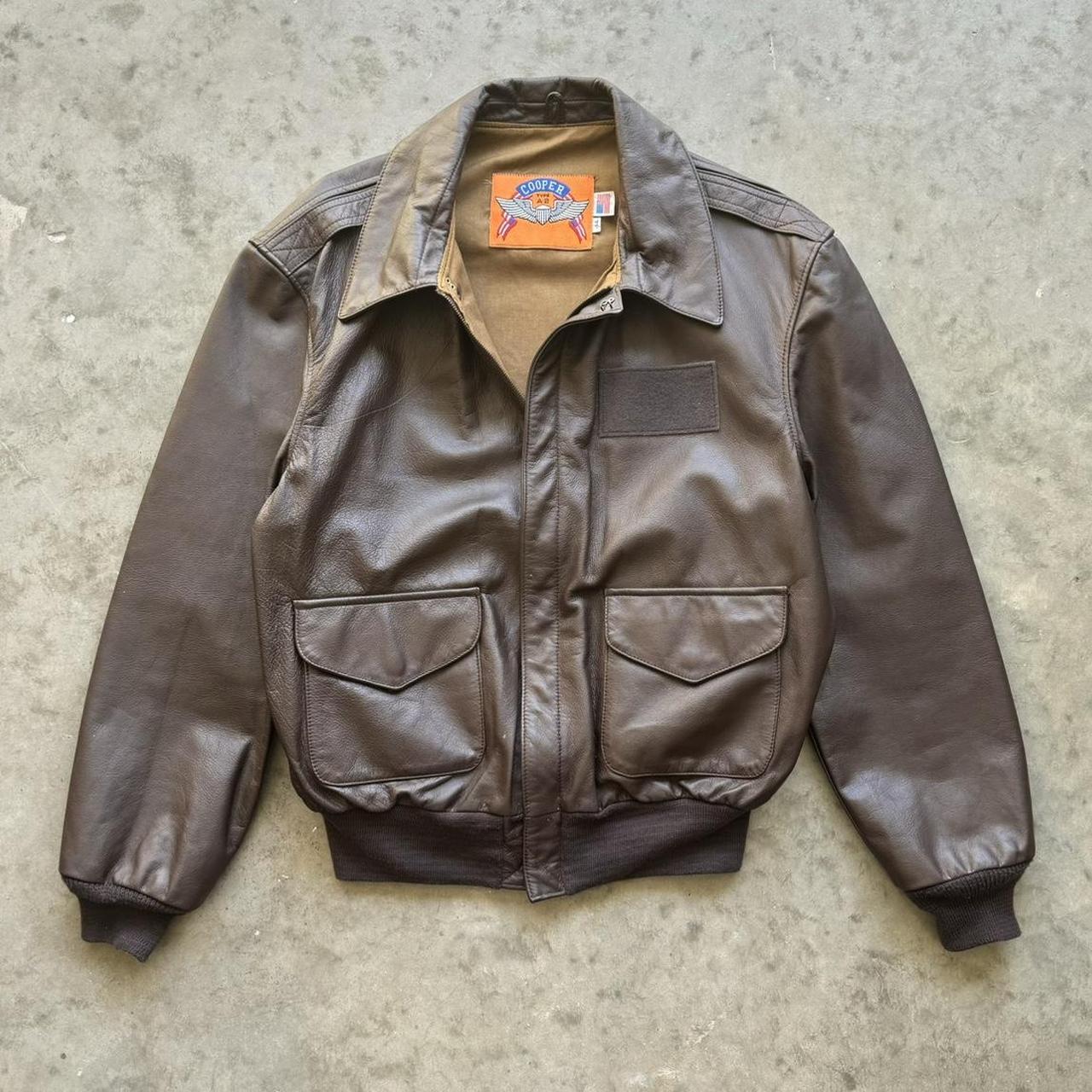 Vintage Cooper A-2 leather bomber jacket Men’s... | Depop