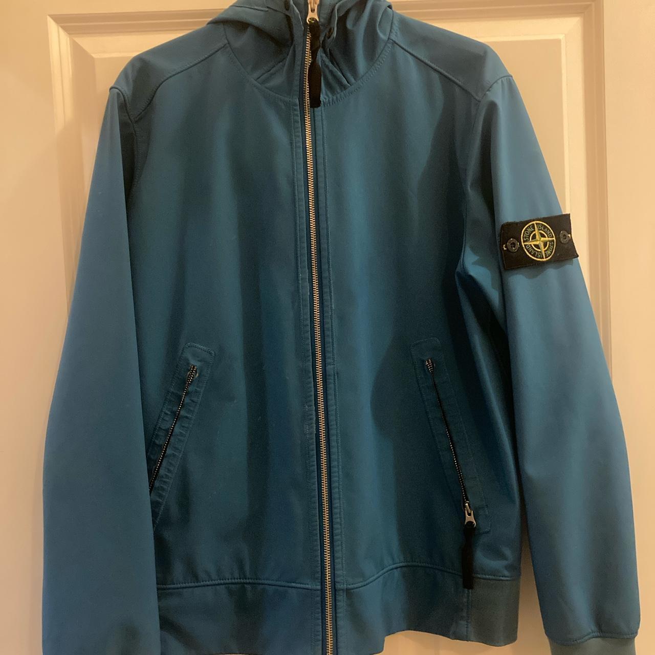 men’s medium stone island soft shell jacket - Depop