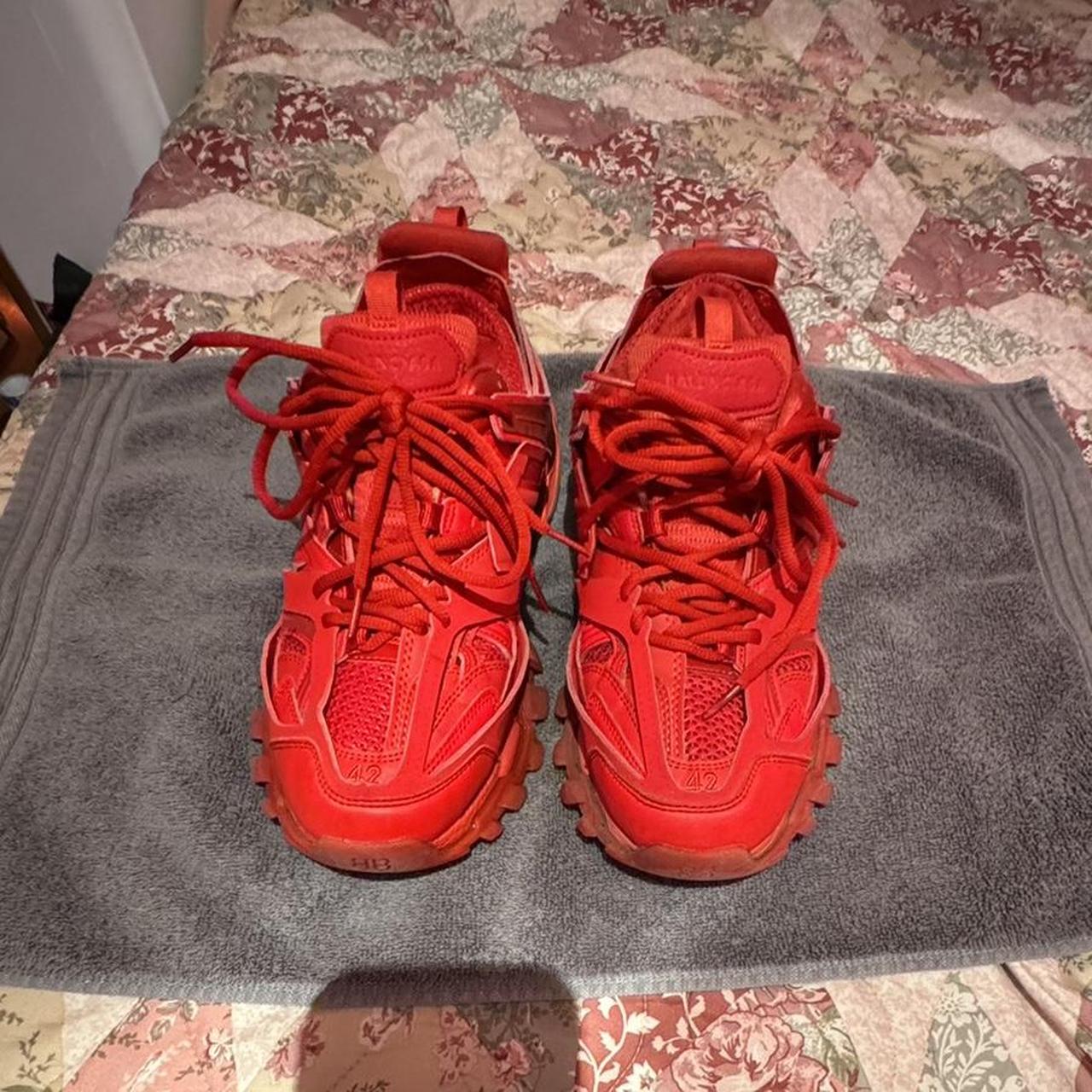 size 9 red balenciagas color: red size:... - Depop
