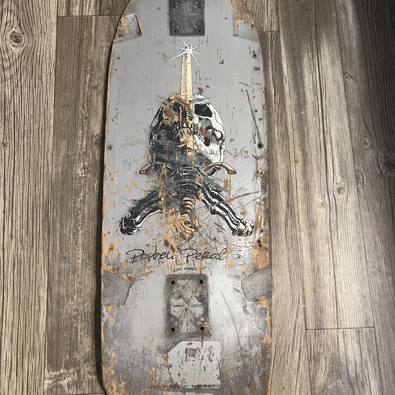 Vintage Powell skull and sword skateboard deck - Depop