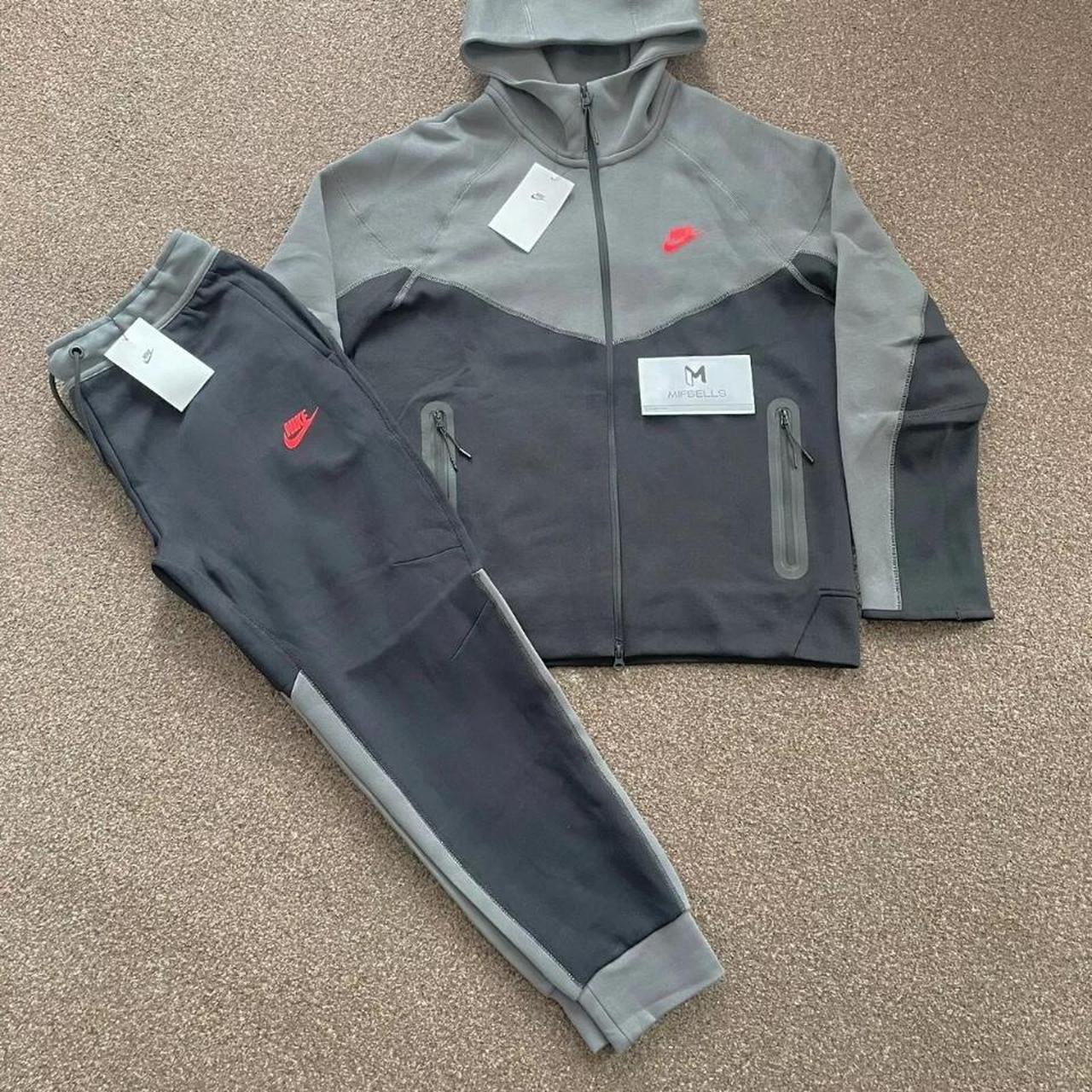 nike tech fleece black grey red generation 3 - Depop