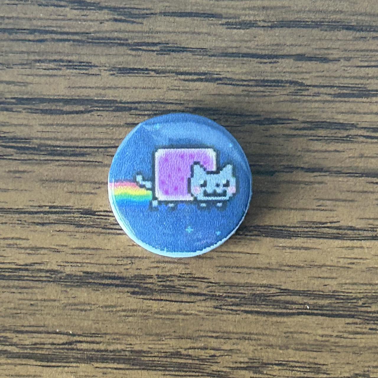 Nyan cat Handcrafted metal button pin badge... - Depop
