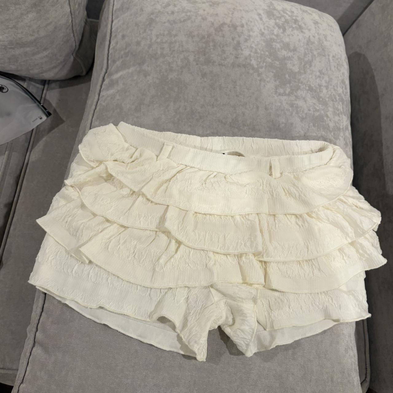 White ruffle shorts #summer | Depop