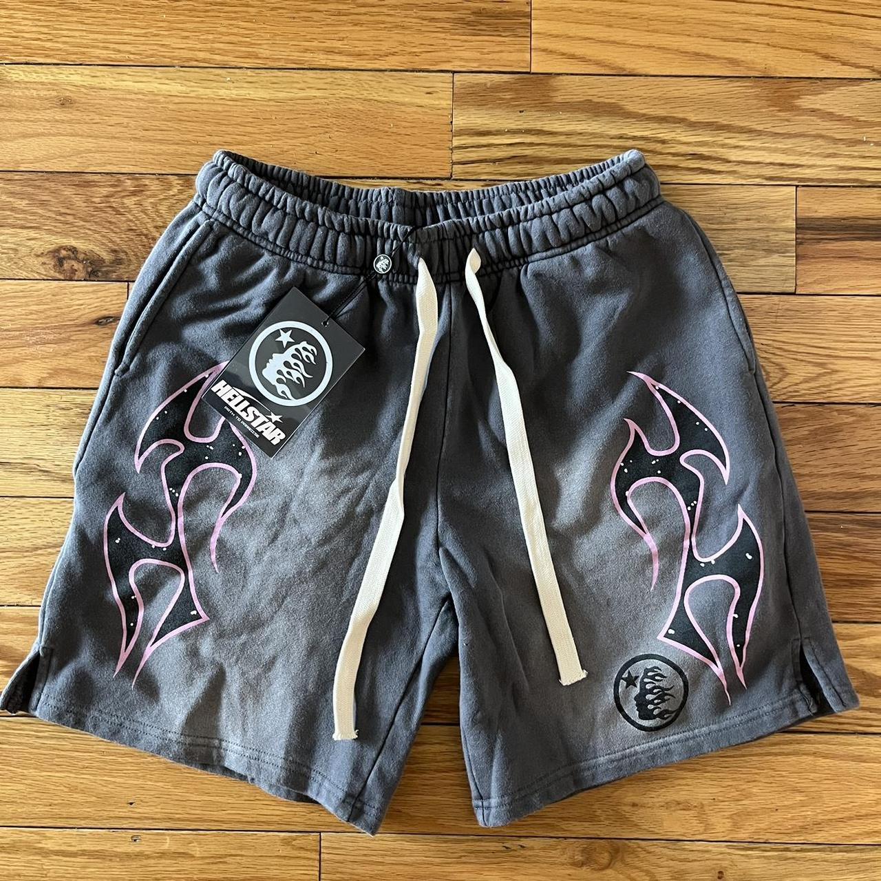 Grey Hellstar Flame Shorts Size M Fits above knee... - Depop