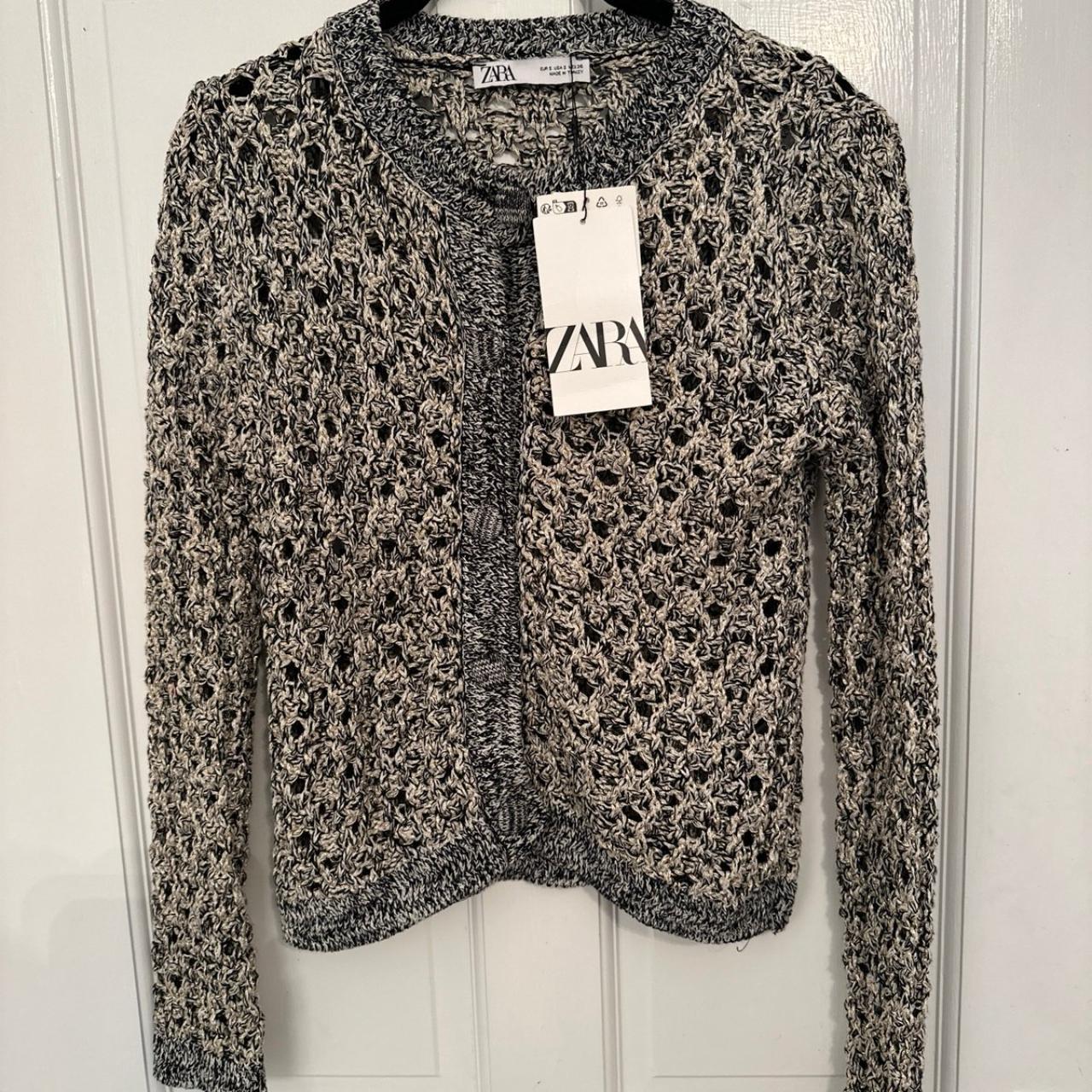 Zara Metallic Thread Drop Stitch Sweater size S... - Depop