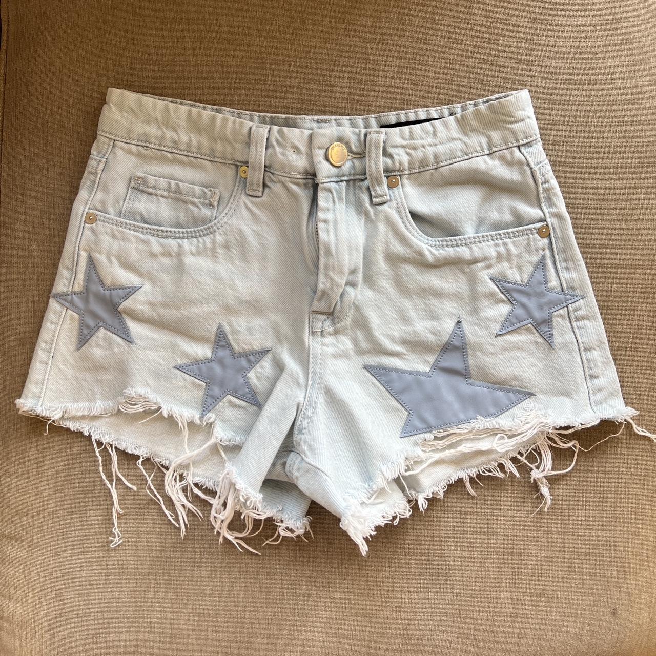 blue star denim shorts! from south moon under! - Depop