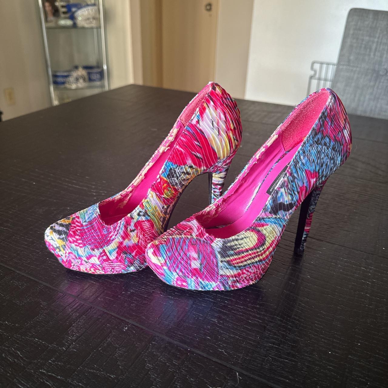 multi color high heels. size 6 U.S. wore once. old... - Depop