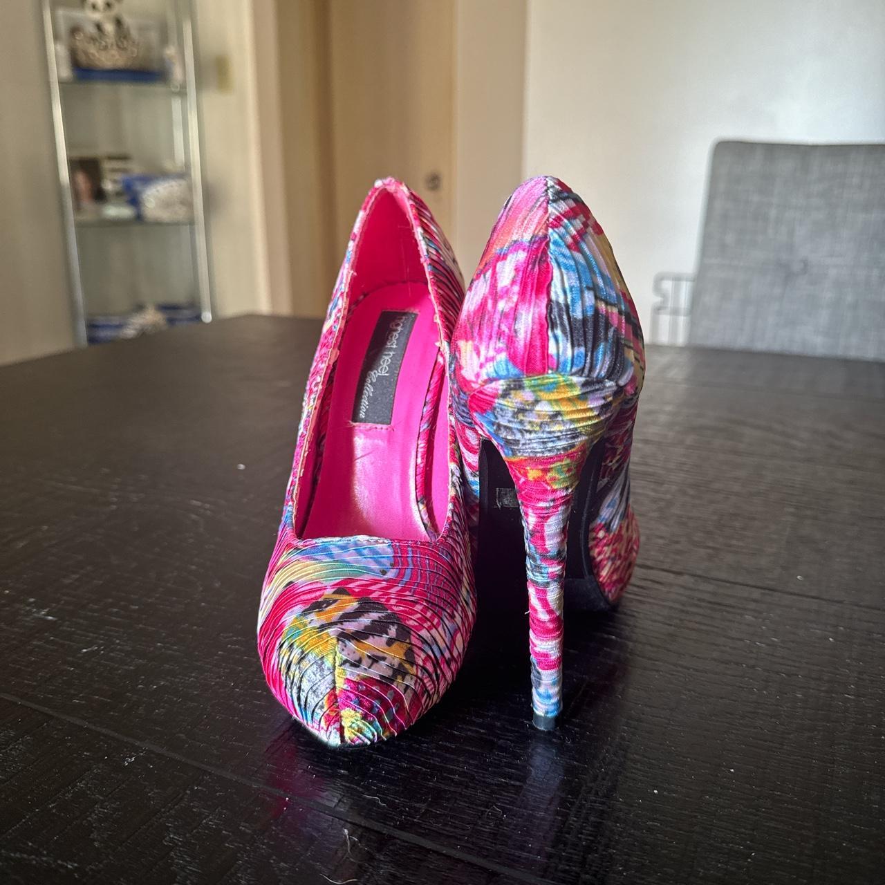 multi color high heels. size 6 U.S. wore once. old... - Depop