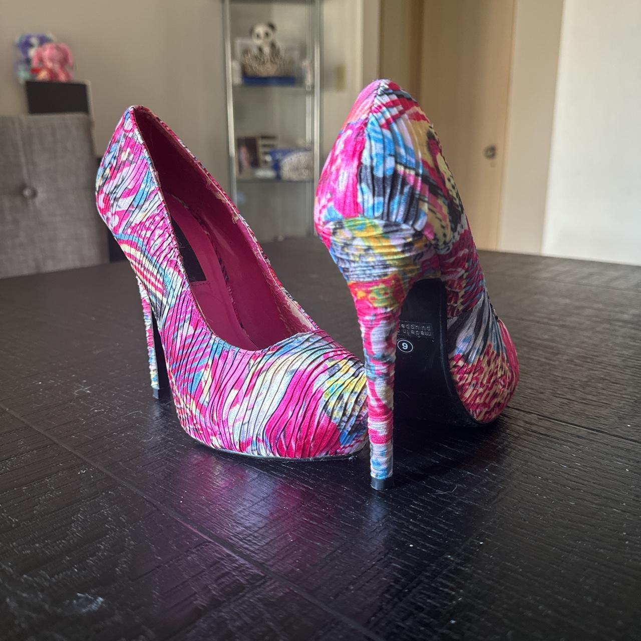 multi color high heels. size 6 U.S. wore once. old... - Depop