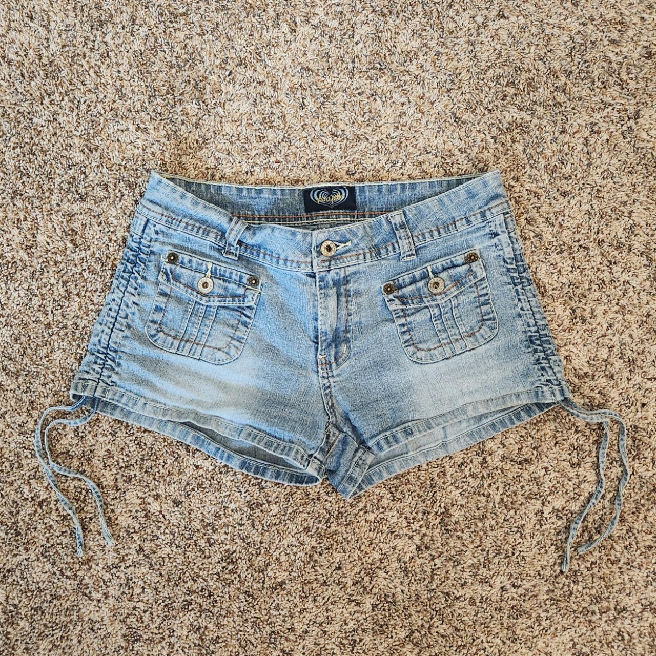 Angels Low Rise Denim Shorts Repop Side tie I am... - Depop