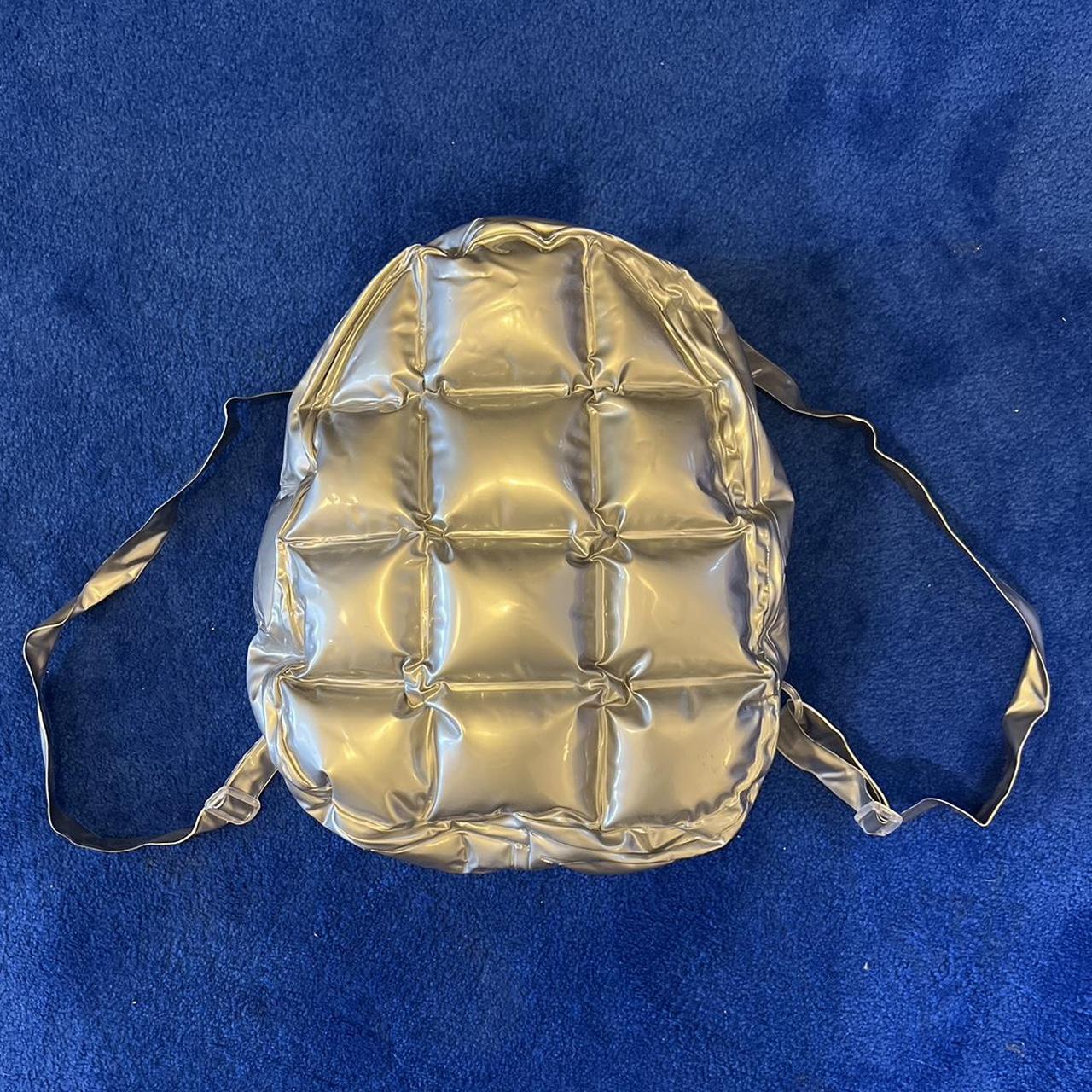 Late 90’s chrome blow up bubble back pack. In unused... - Depop