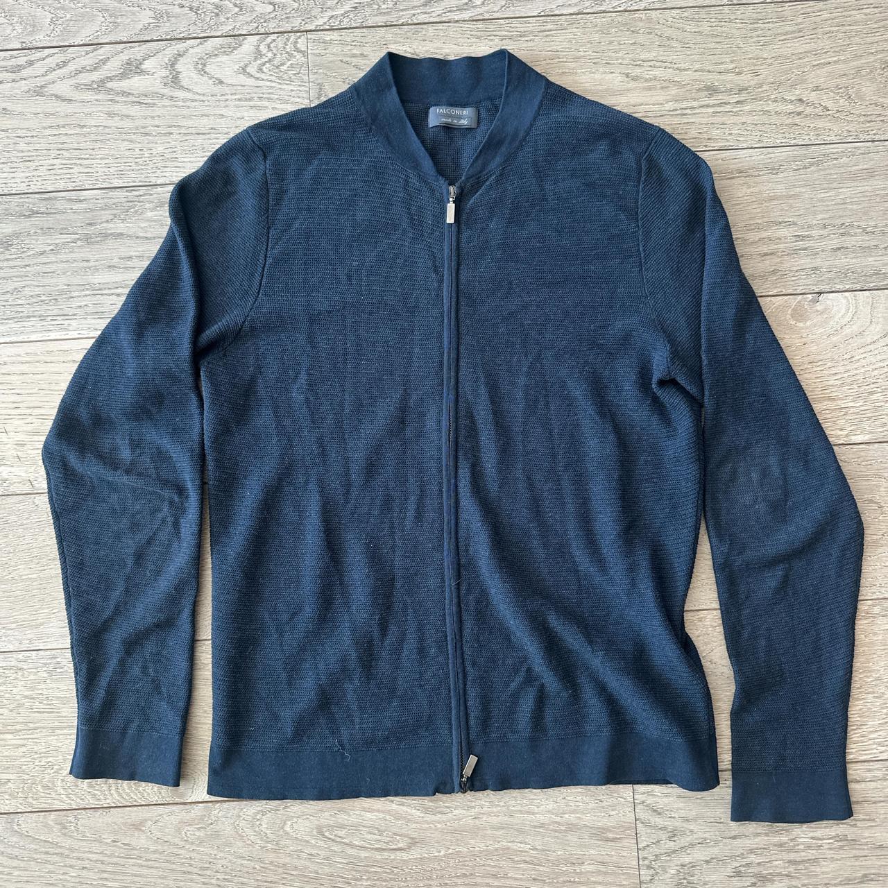 Falconeri navy zip up. 100% cotton. Italian size 48... | Depop