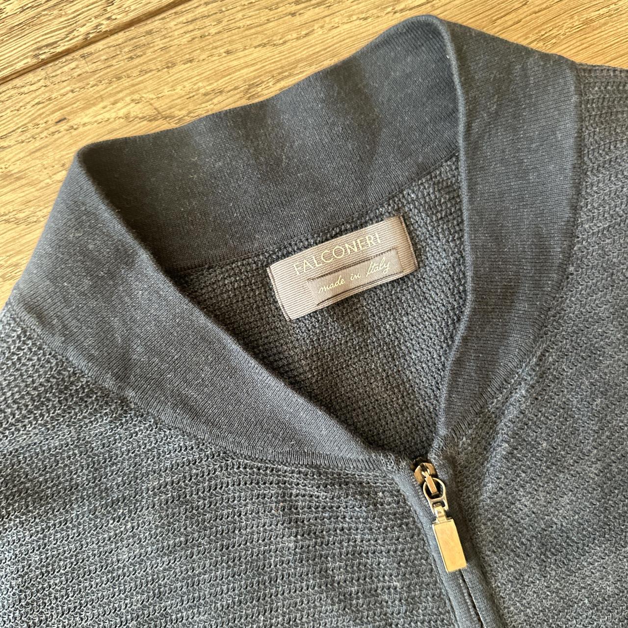 Falconeri navy zip up. 100% cotton. Italian size 48... | Depop