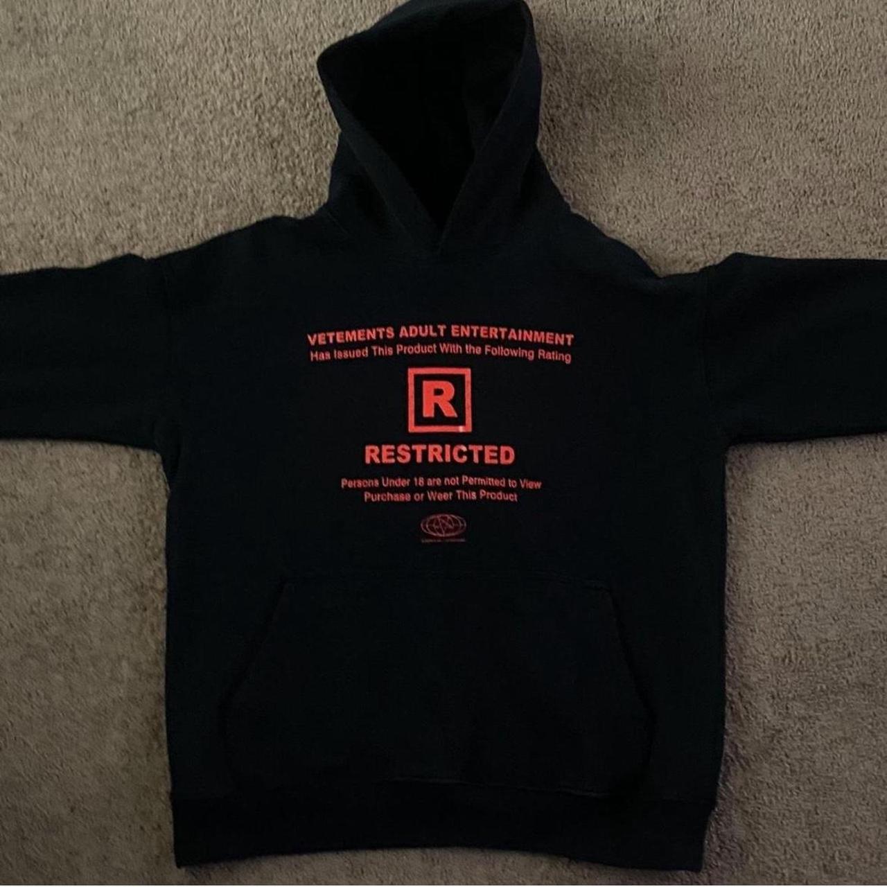 Vetements Adult entertainment hoodie - Depop