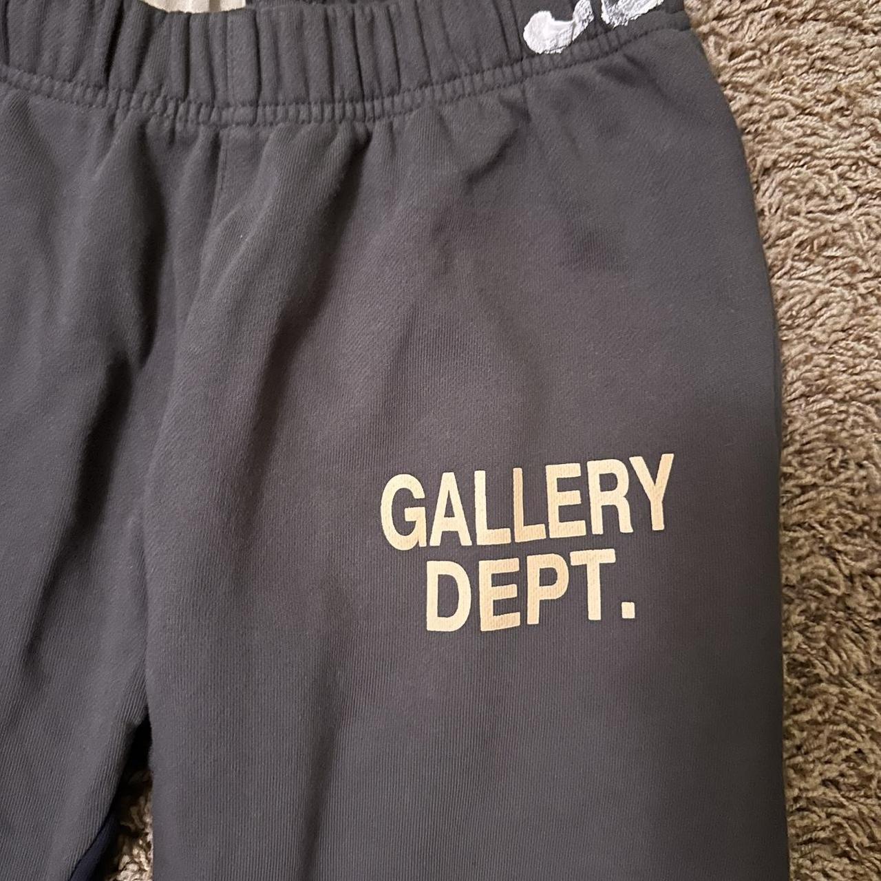 Gallery Dept. black and grey joggers with paint... - Depop