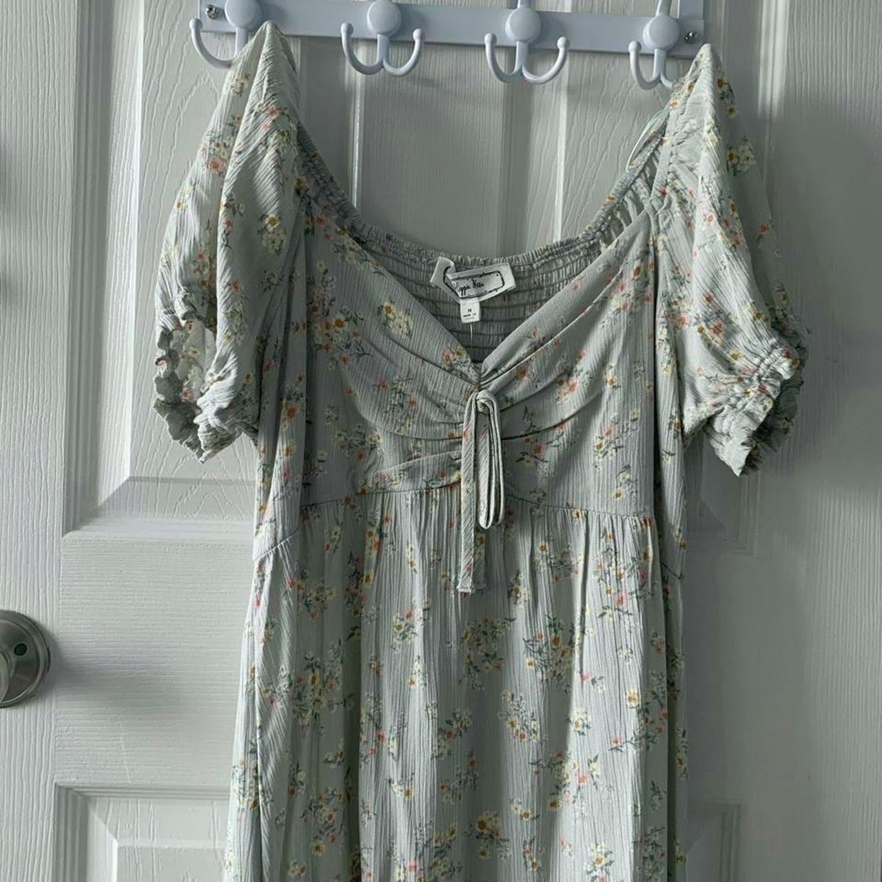 Medium Light aqua Hippie rose floral dress! In good... - Depop