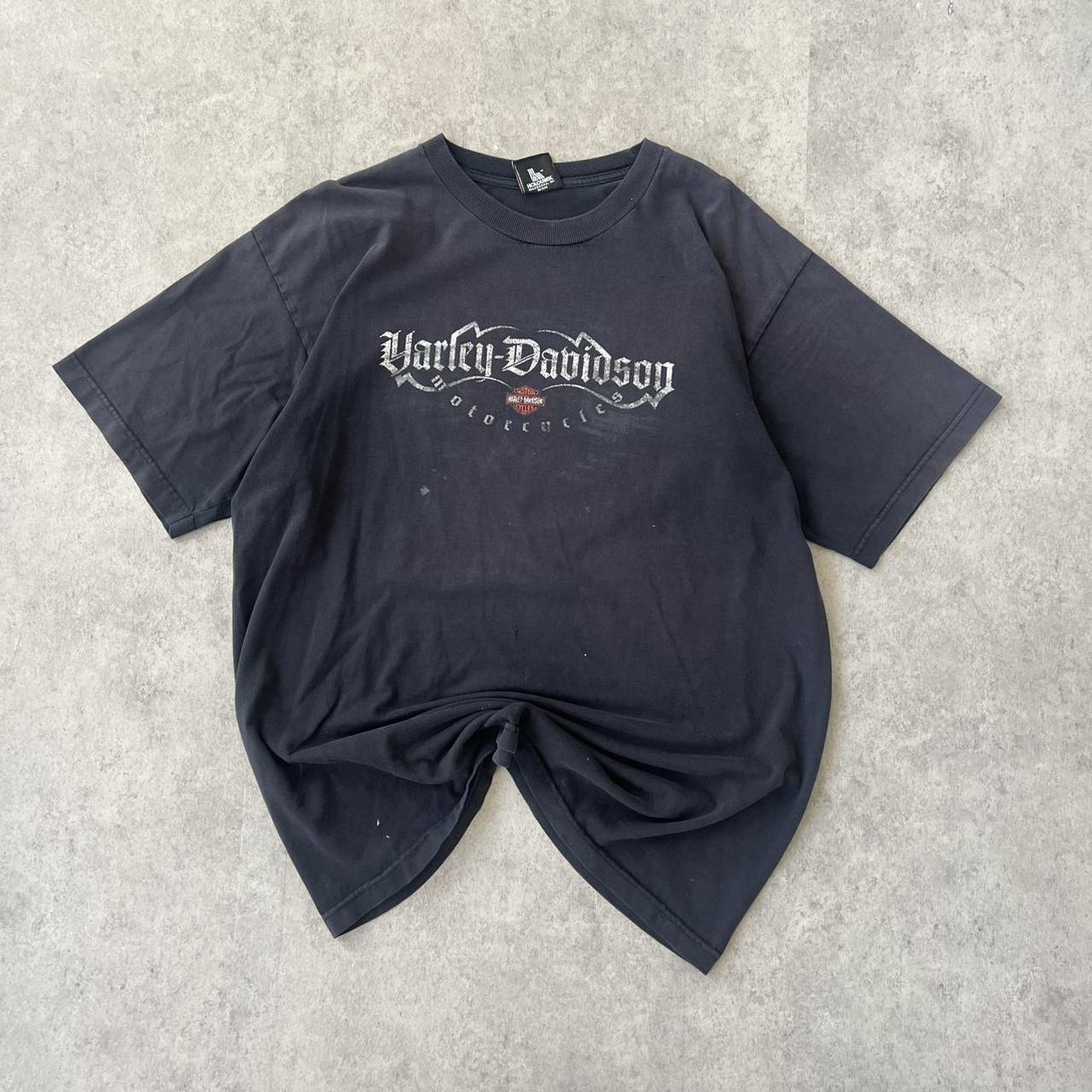 Vintage Y2K Harley davidson black fader t... | Depop