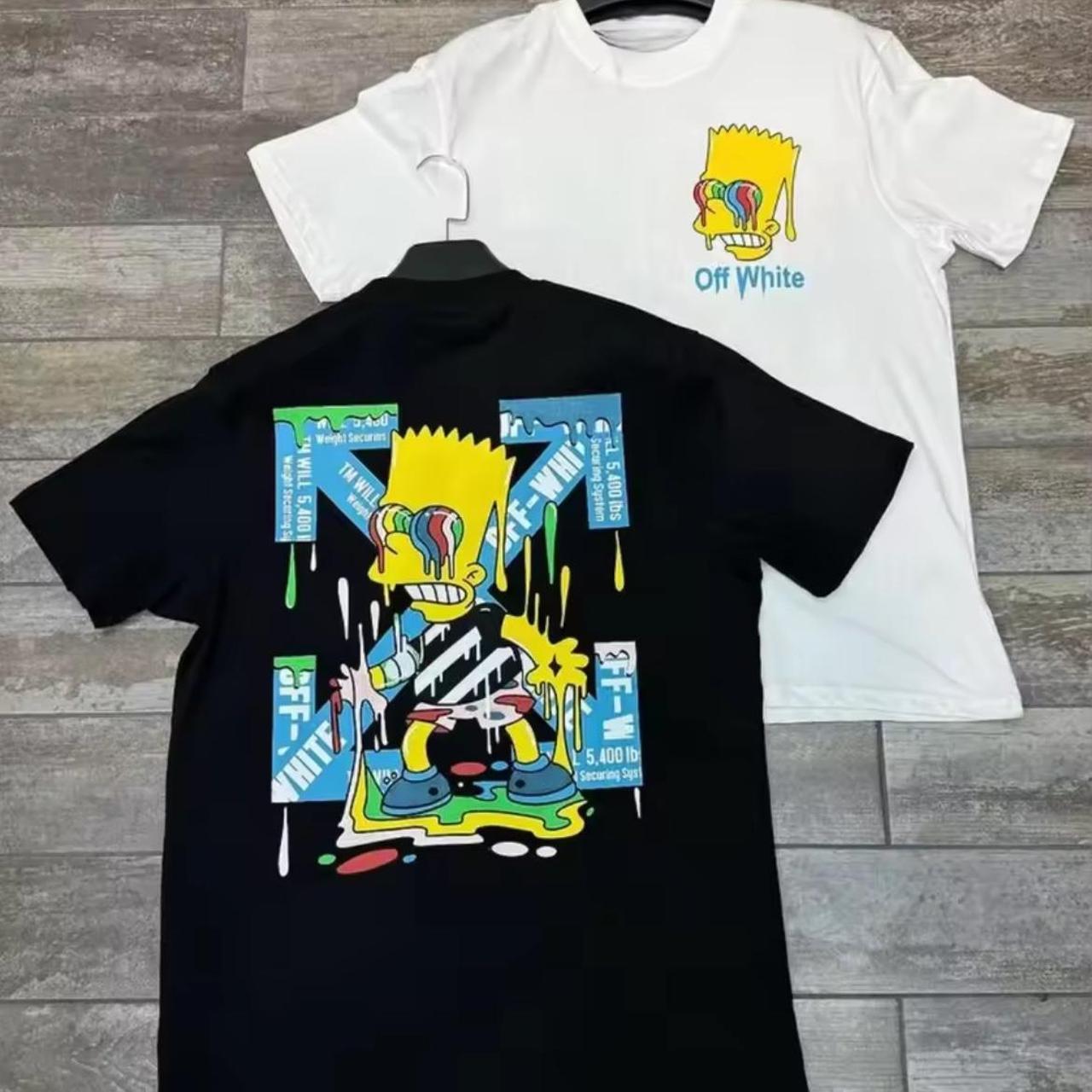 Off Simpson Collab Shirt White Cotton Tee | Depop
