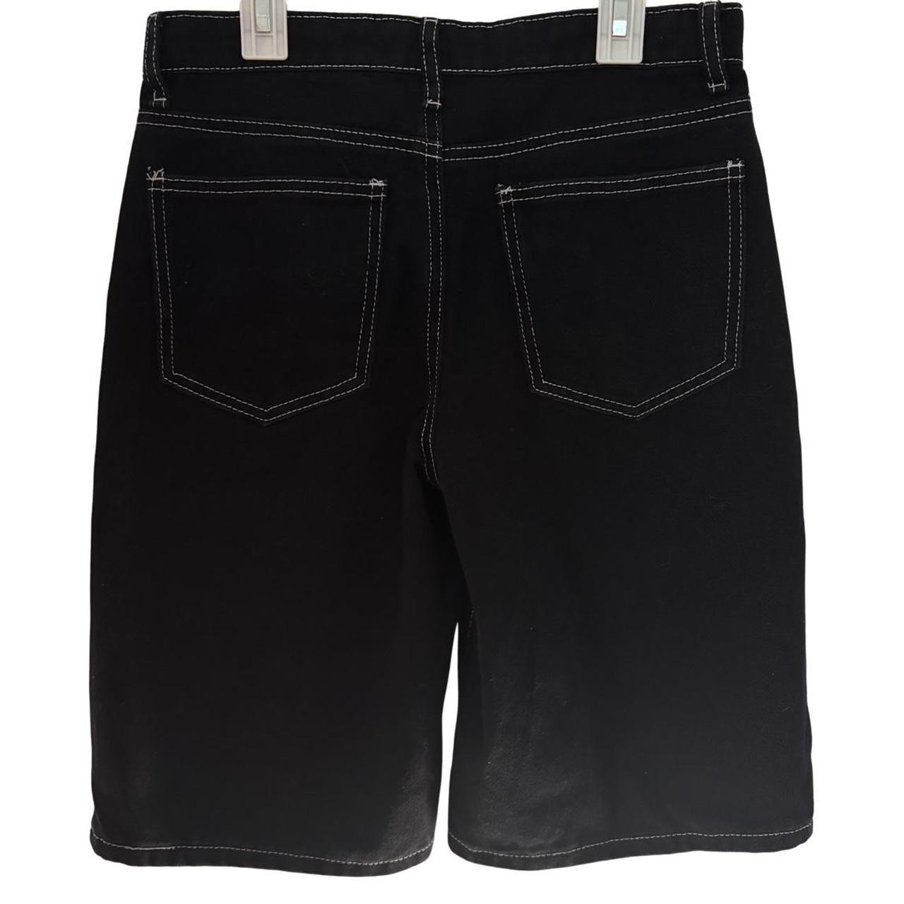 Edikted Black Low Rise Denim Jorts with White... | Depop