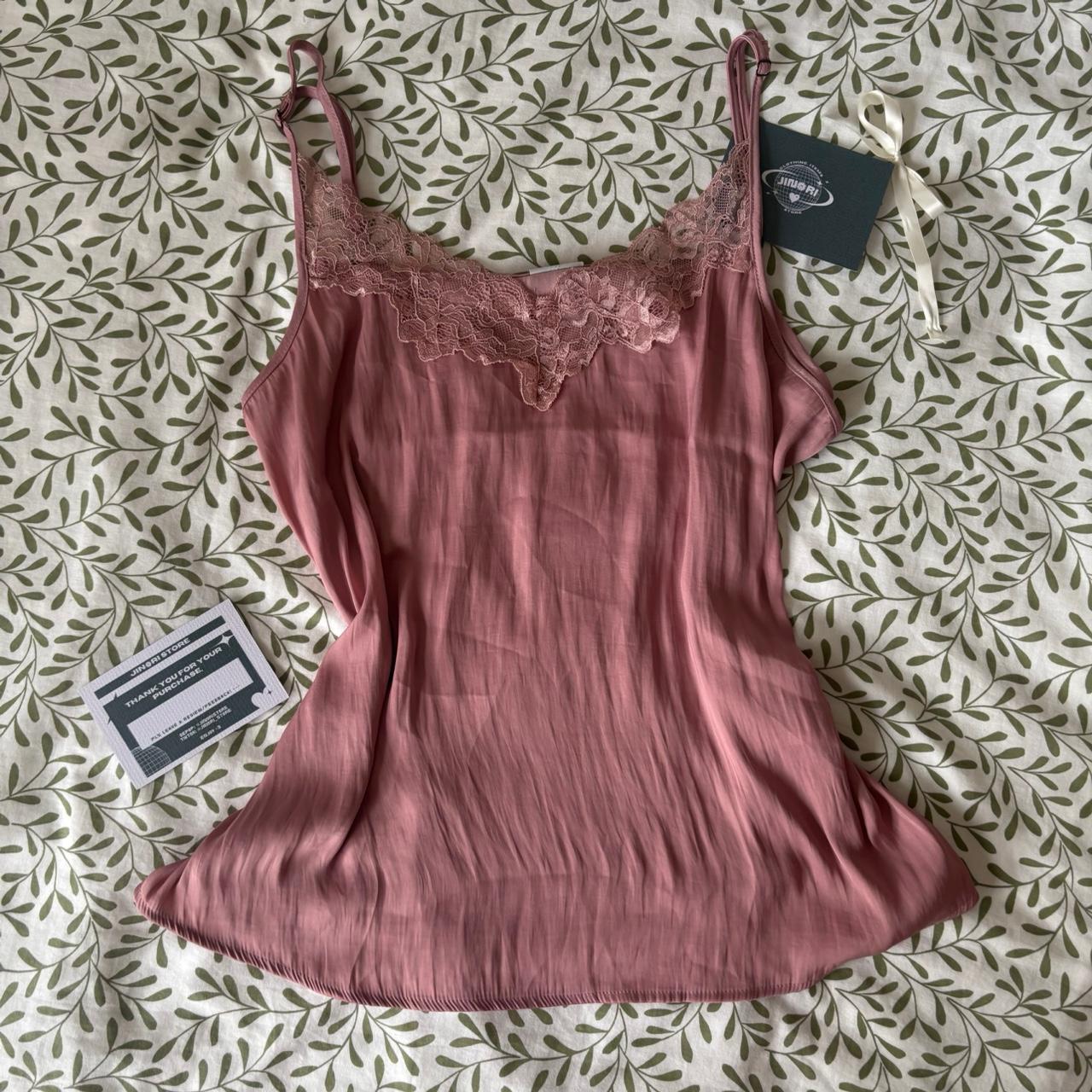 Pink lace cami top #lingerie - Depop