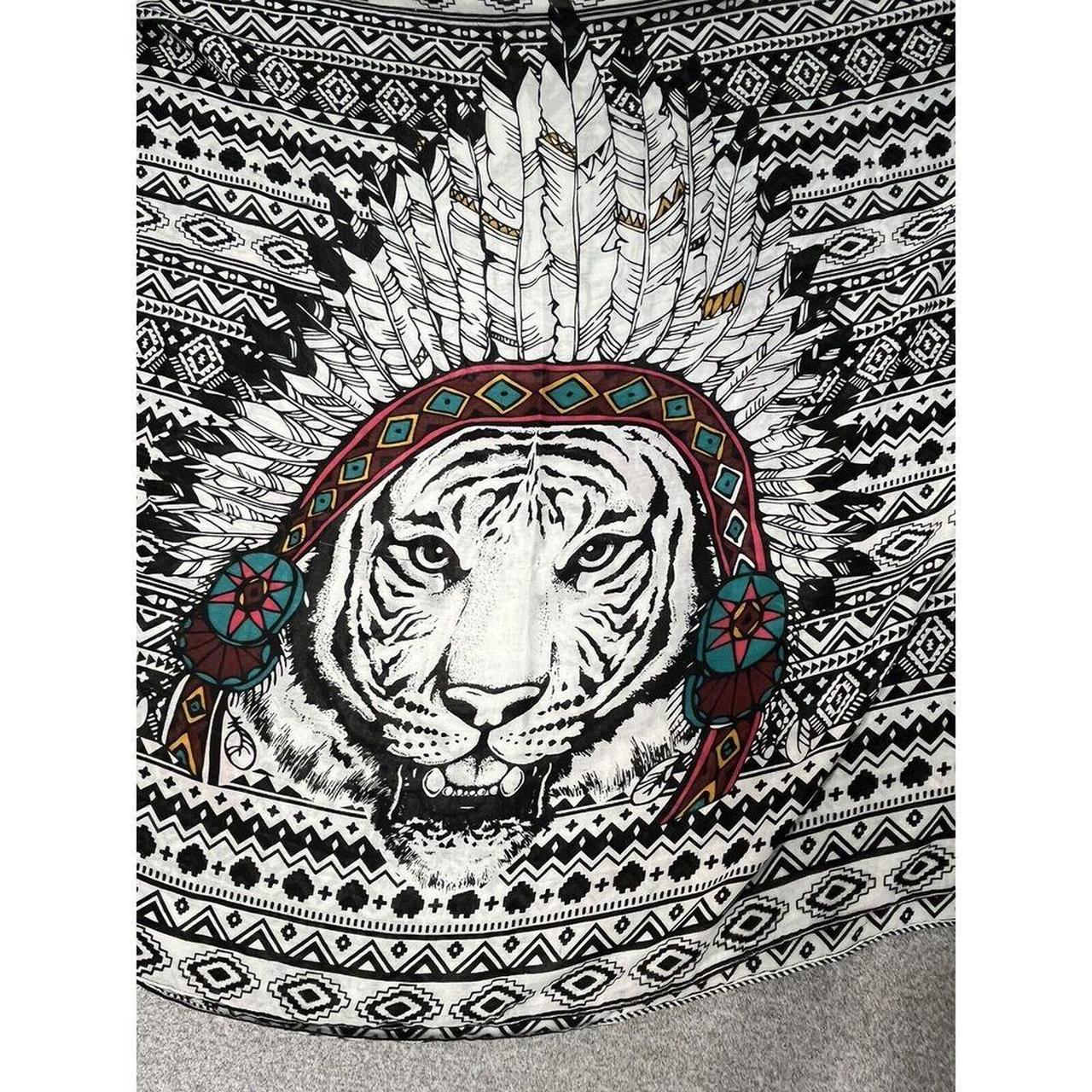 Scarf Womens One Size Aztech Tiger Pattern Black... - Depop