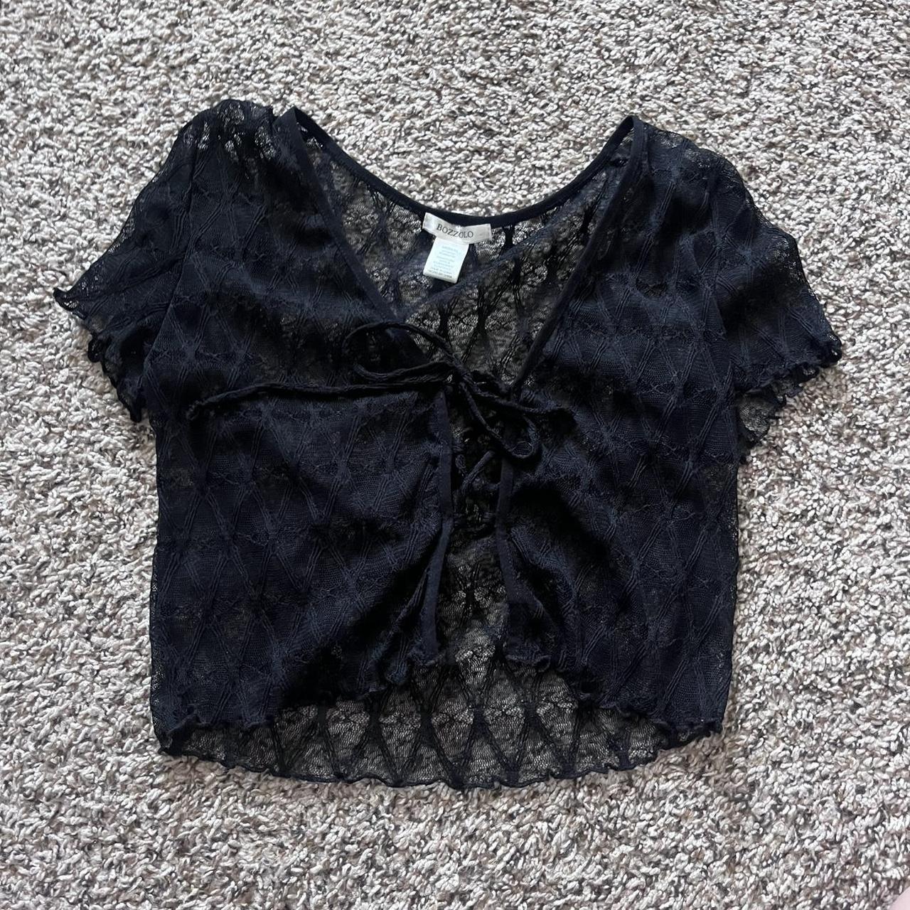 Black lace mesh Bozzolo top #goth ... | Depop