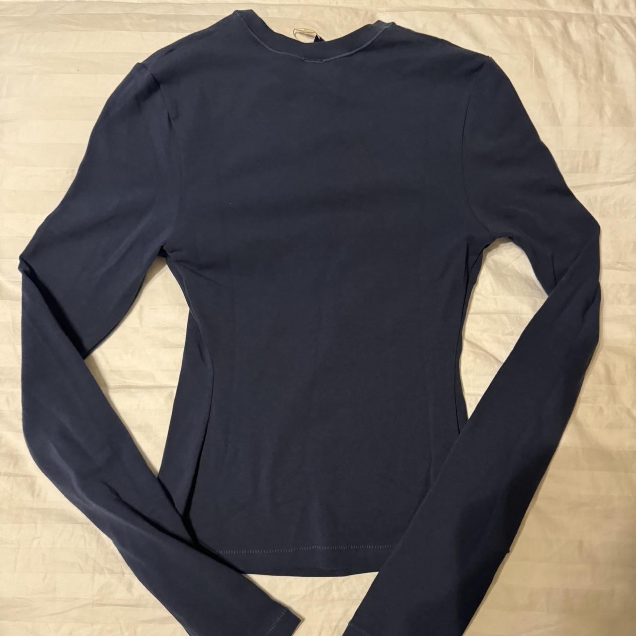 SKIMS Cotton Jersey Long Sleeve T-shirt XS Navy. I... - Depop