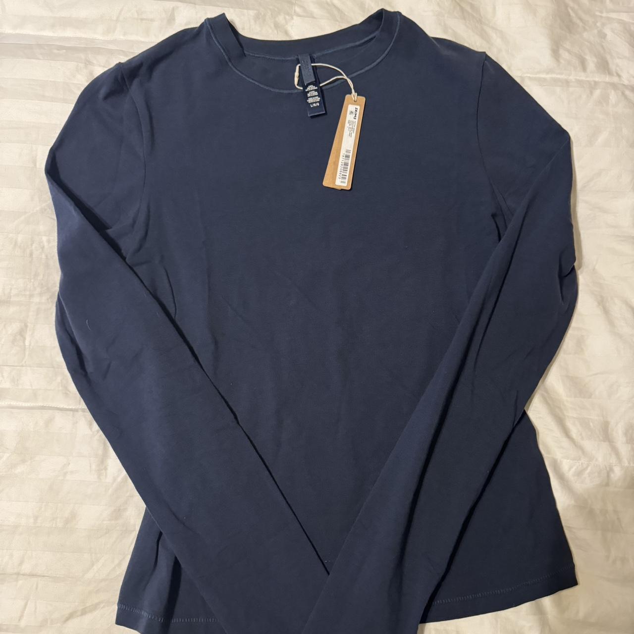 SKIMS Cotton Jersey Long Sleeve T-shirt L Navy. I... - Depop