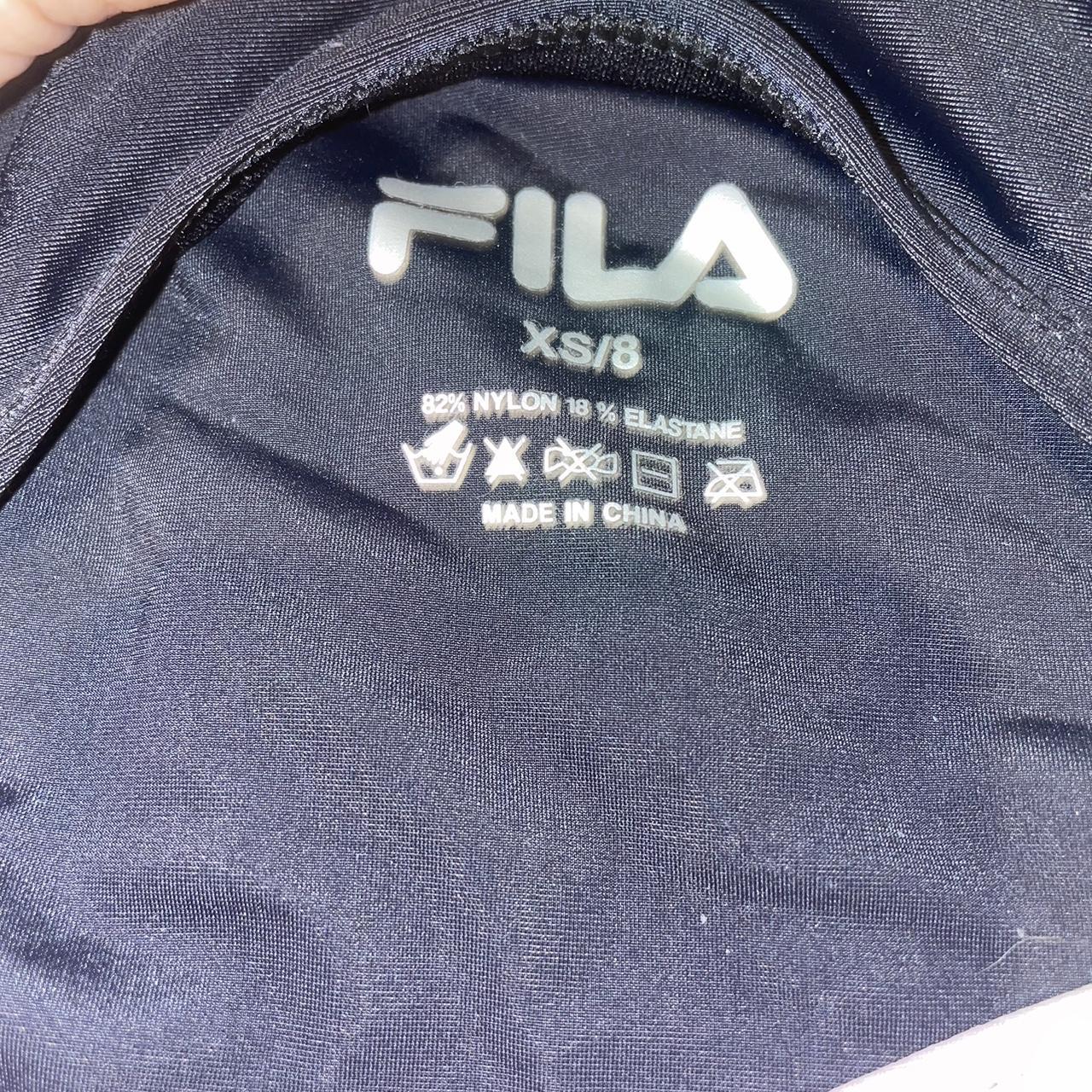fila swim suit 2 piece, dis colouring on the top - Depop