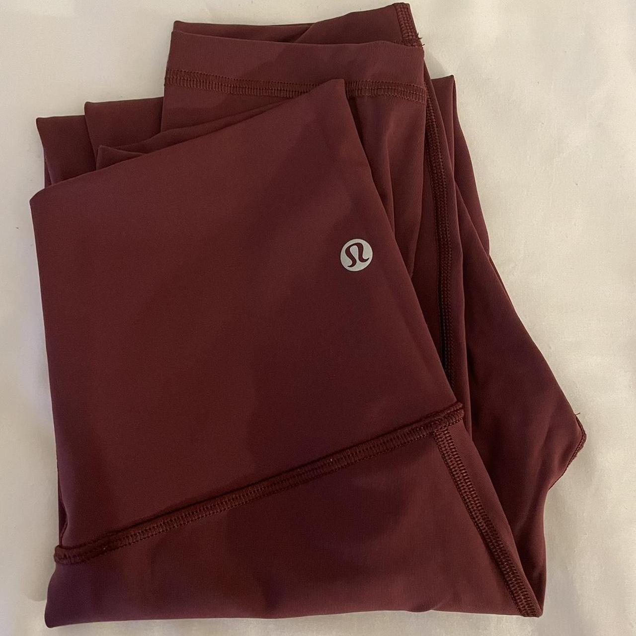 Lululemon burgundy wunder trains leggings - size 2 25” - Depop