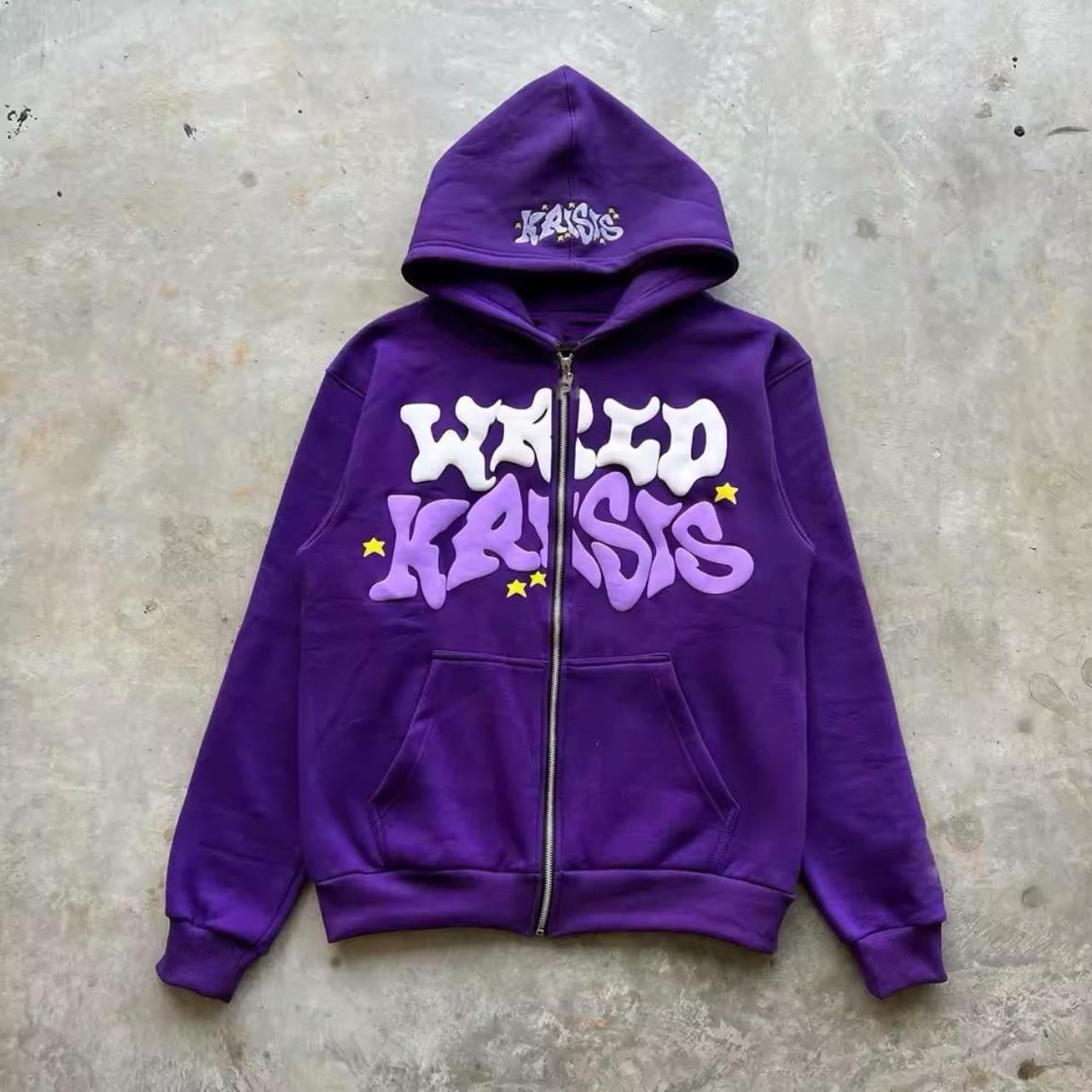 Purple Kaws WKLD KRISIS zip up hoodie #skater | Depop