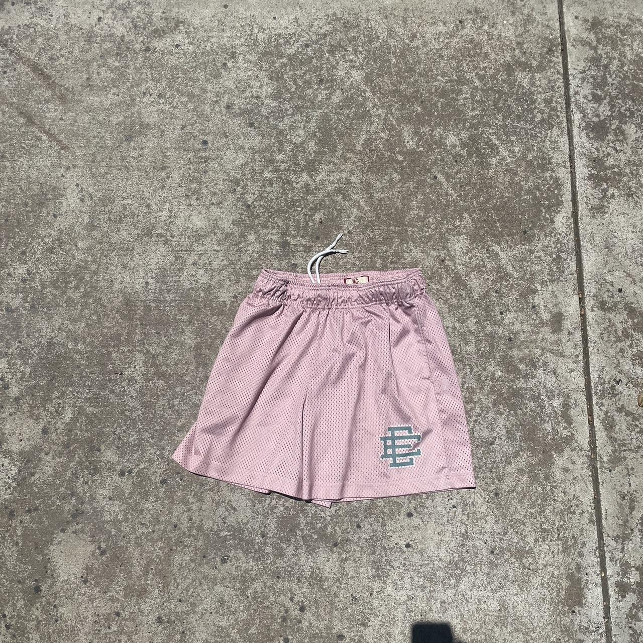 eric emmanuel shorts pink/green size medium open to... - Depop